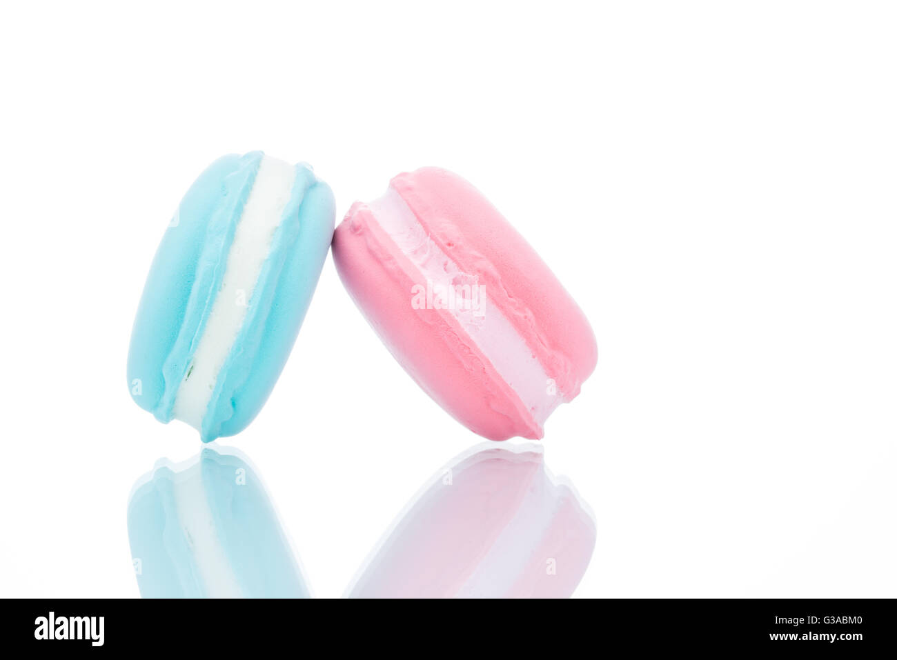 French colorful macarons stacks on white background, copy space Stock ...