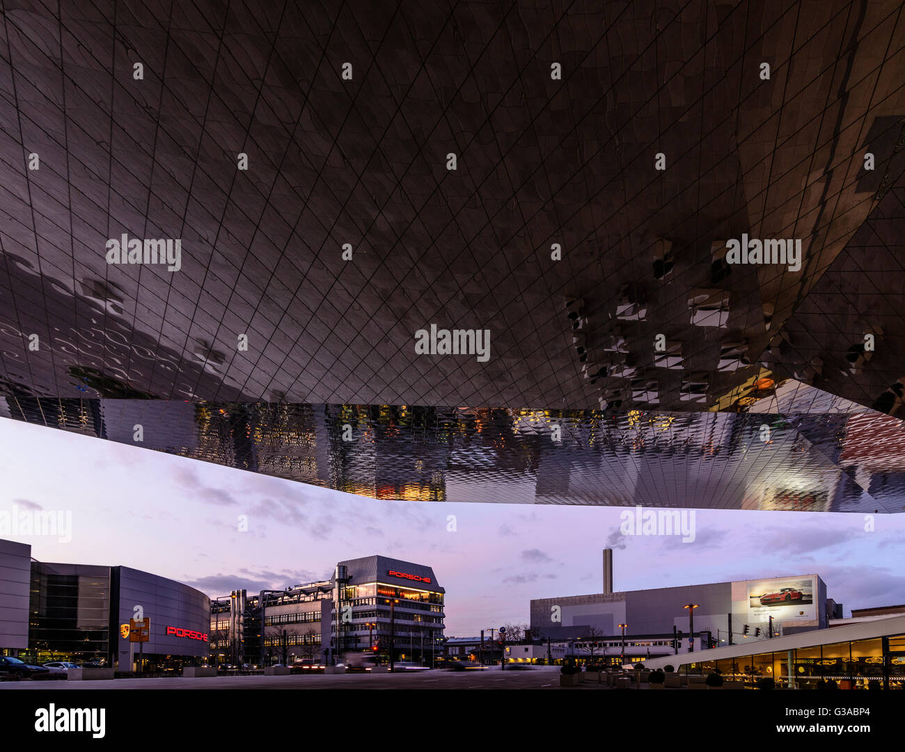 Porsche Museum (lower roof) , Porsche headquarters and Porsche factory ...