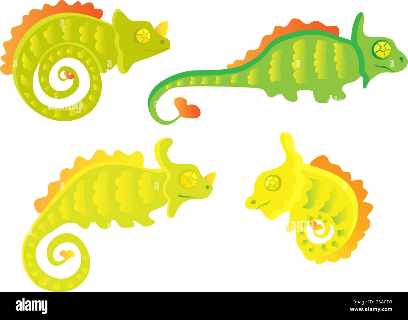 Cartoon Chameleon set Stock Vector Image & Art - Alamy
