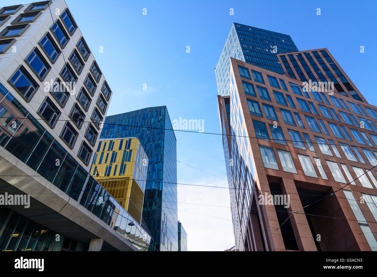shopping mall The Mall (left) and Justice Center Mitte (right), Austria ...