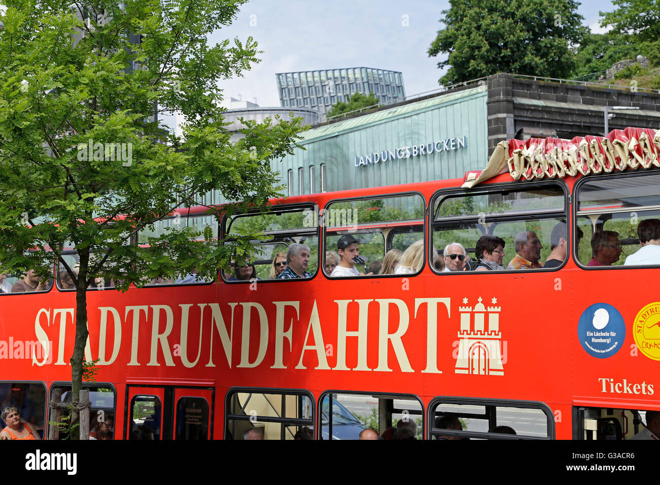 City Tour Bus, Jetties, Hamburg, Germany Stock Photo - Alamy