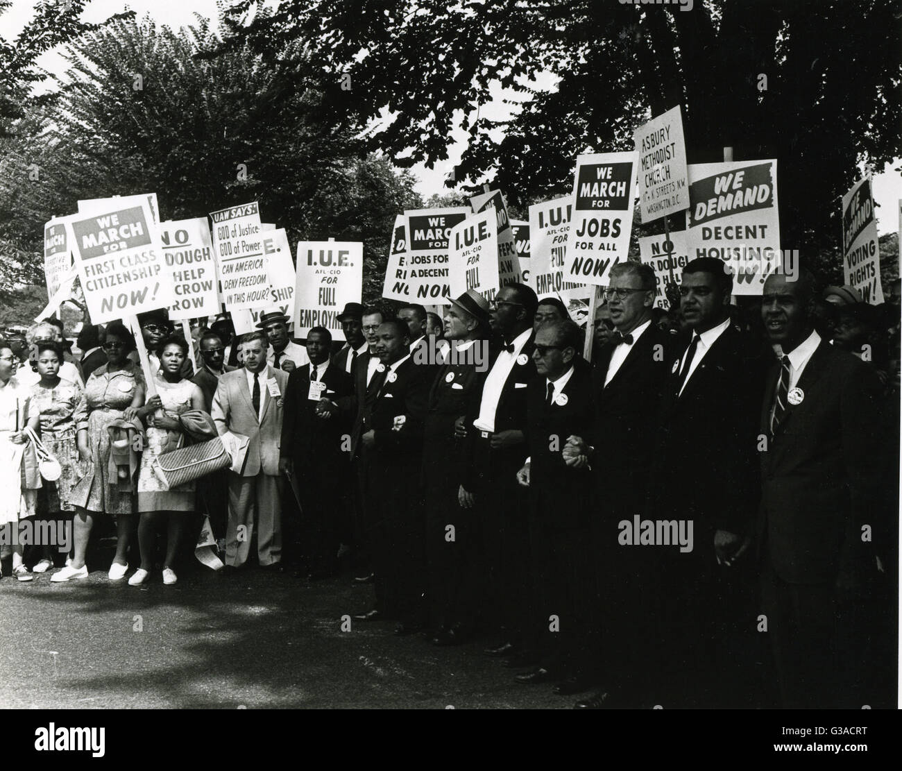 Side view of the March on Washington leadership at the beginning of the ...