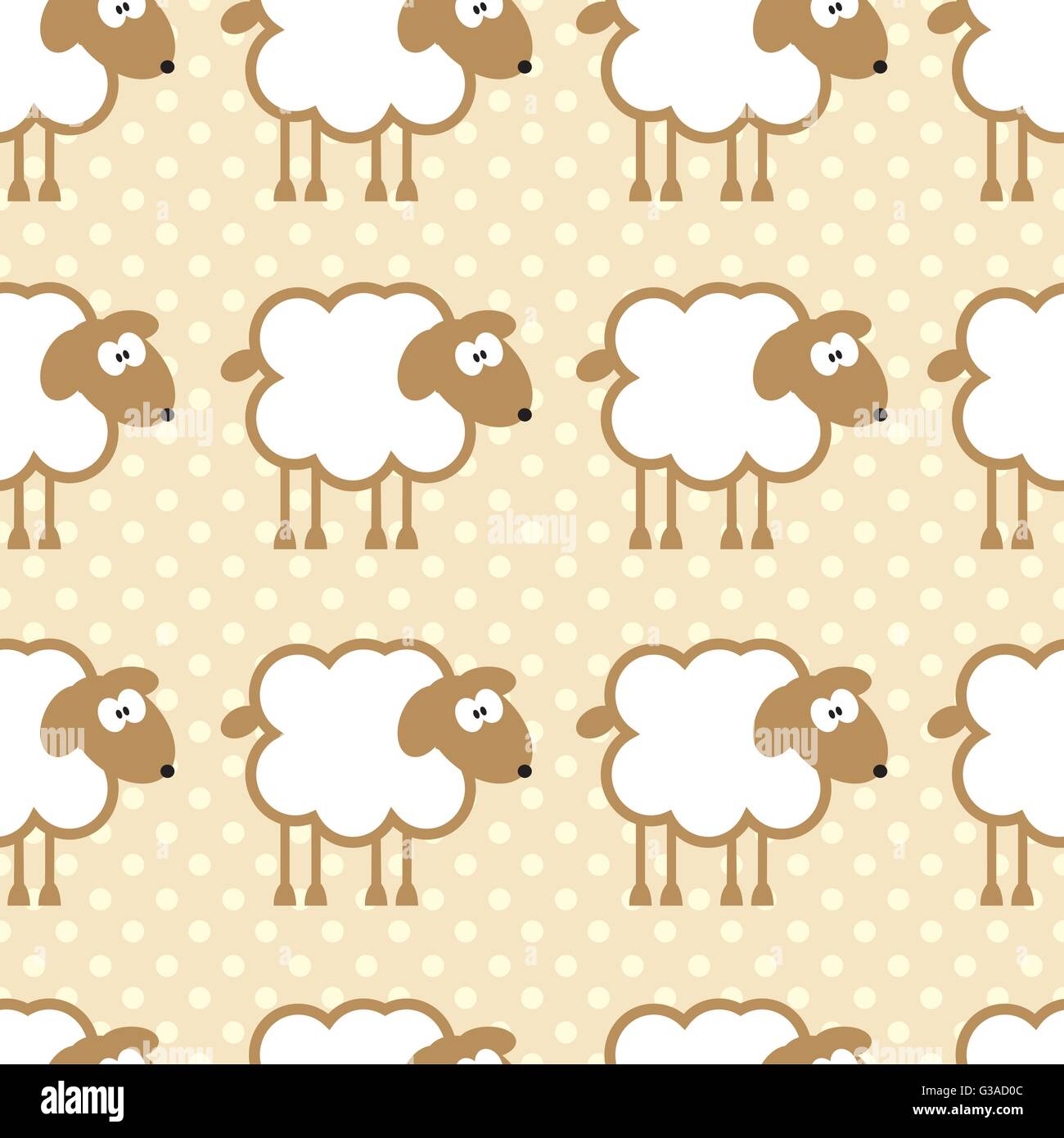 Seamless pattern with sheep on warm dotted background Stock Vector ...