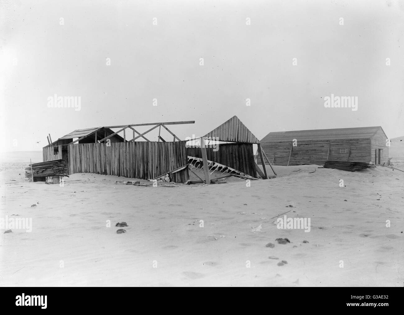 View of the camp at Kitty Hawk from the northeast, showing i Stock ...