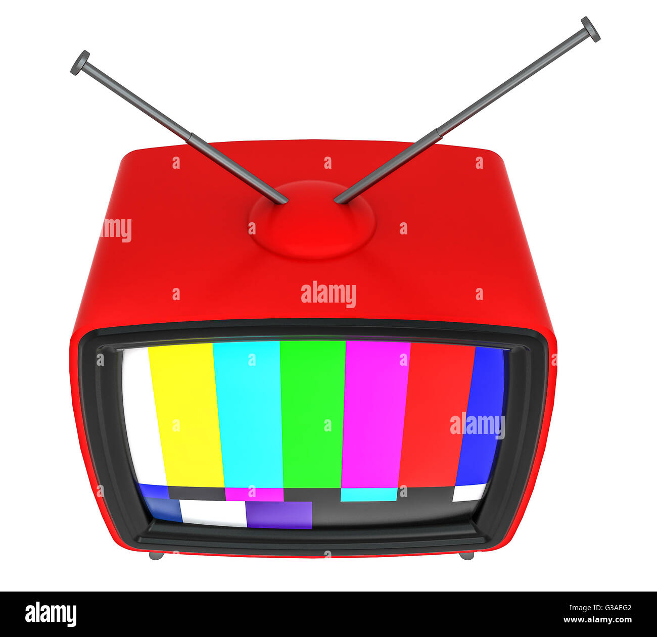 Illustration of old style red TV isolated on white Stock Photo - Alamy