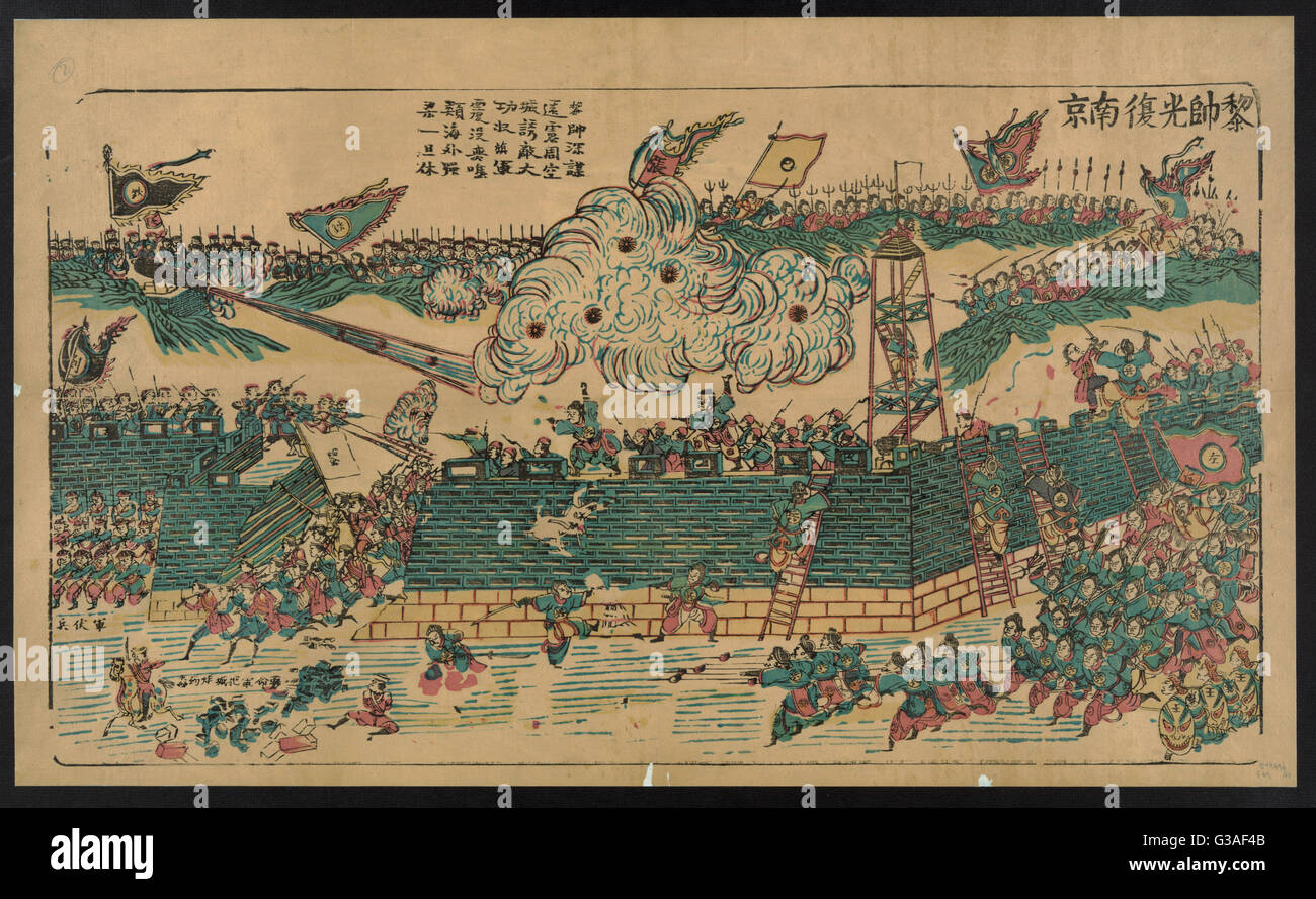 Battle scene - soldiers storming a fort, engaging troops def Stock ...