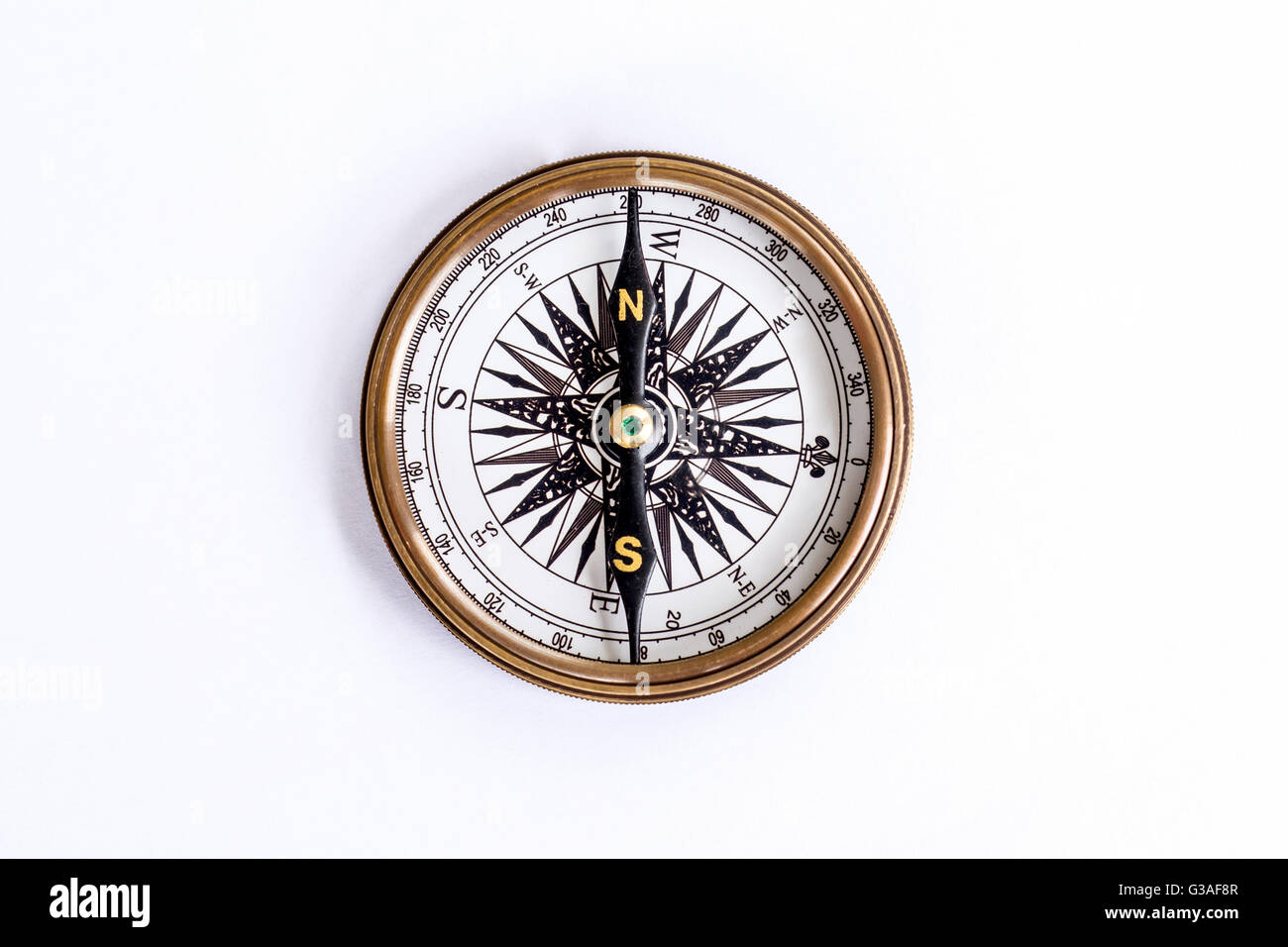Antique brass compass on map hi-res stock photography and images - Alamy