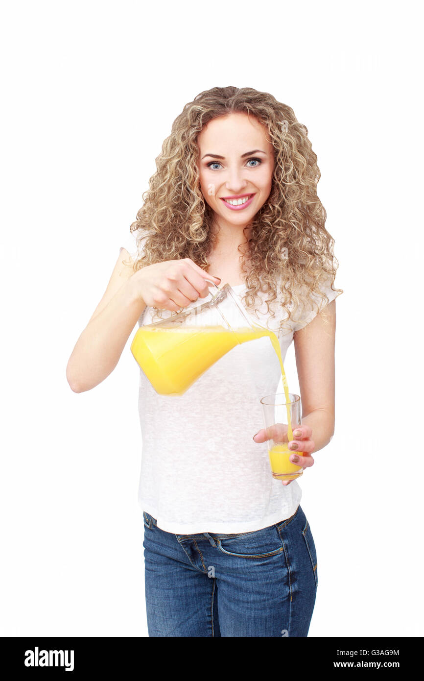 Woman drinking orange juice vitamin c hi-res stock photography and ...