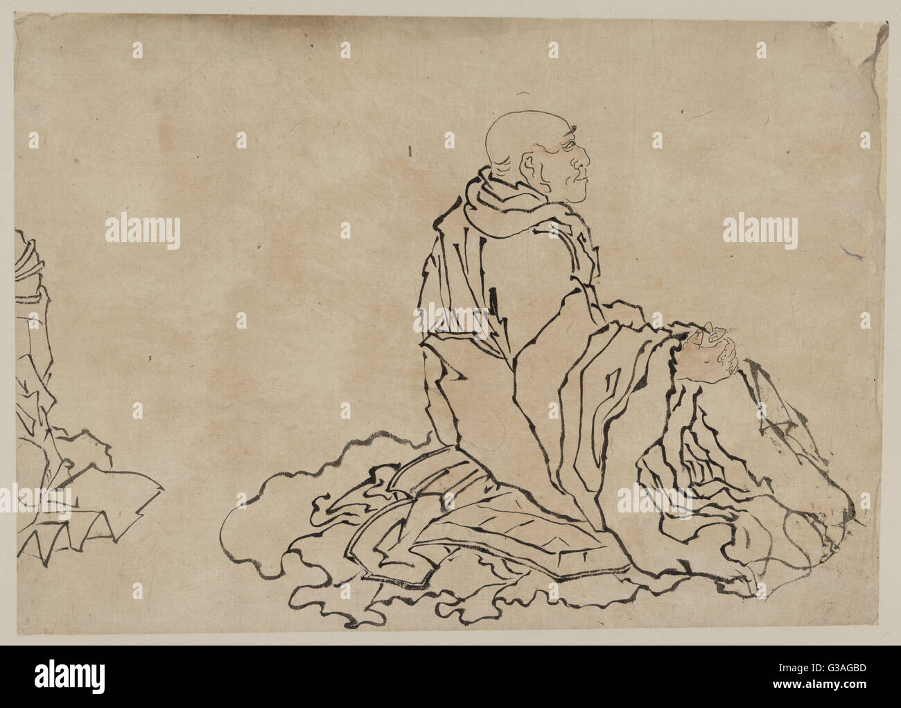 Monk drawing showing monk seated hi-res stock photography and images ...