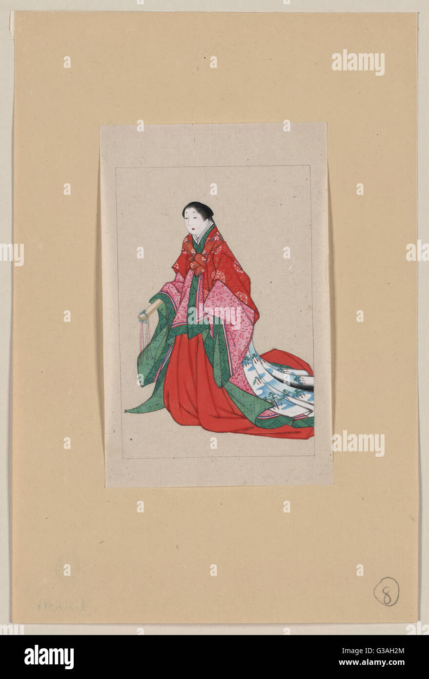 Japanese woman, full-length, standing, facing left, wearing Stock Photo ...