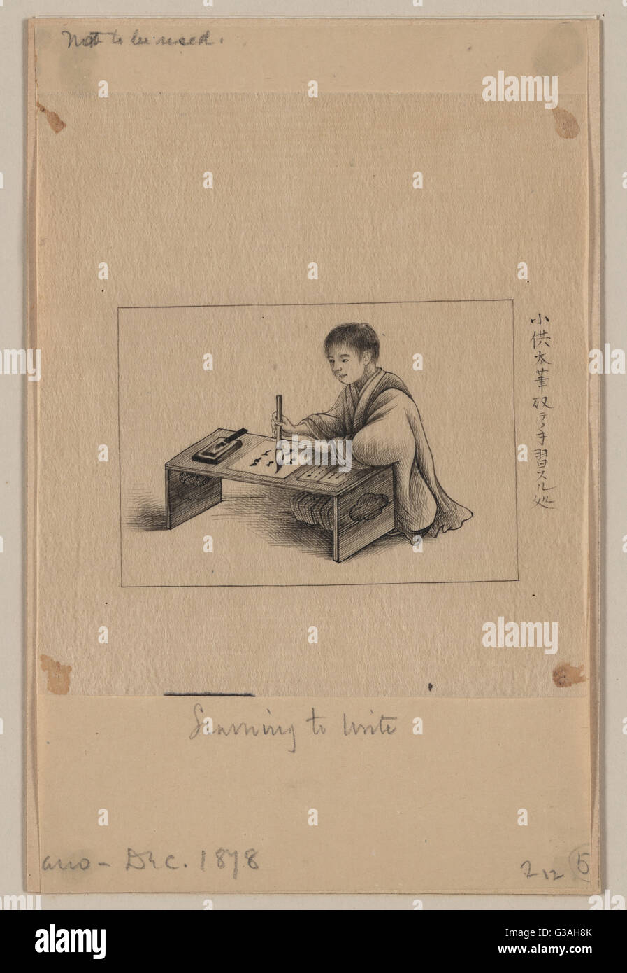 Learning to write drawing shows boy hi-res stock photography and images ...