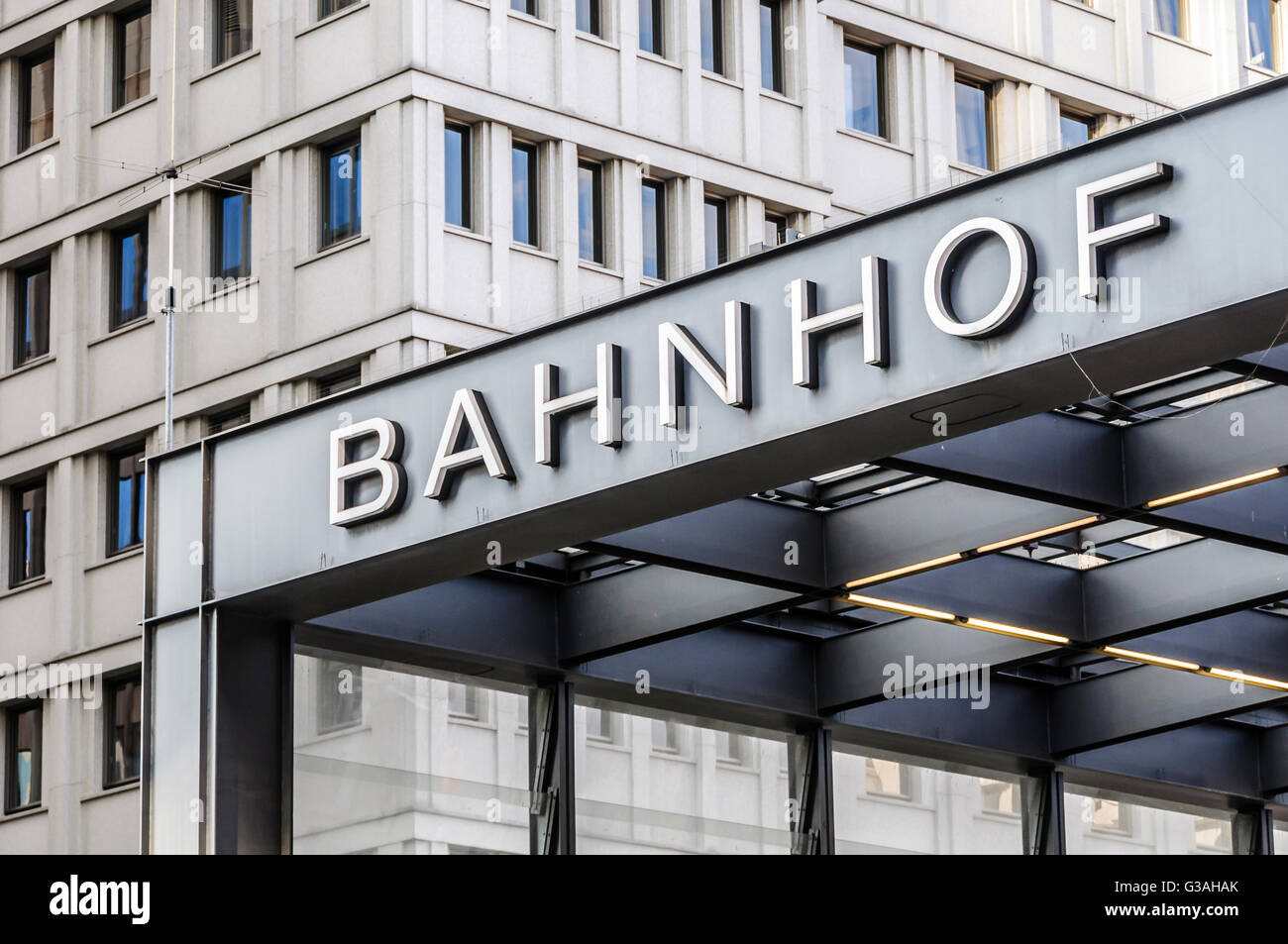 Train station entrance in major city, Germany, Bahnhof Stock Photo - Alamy