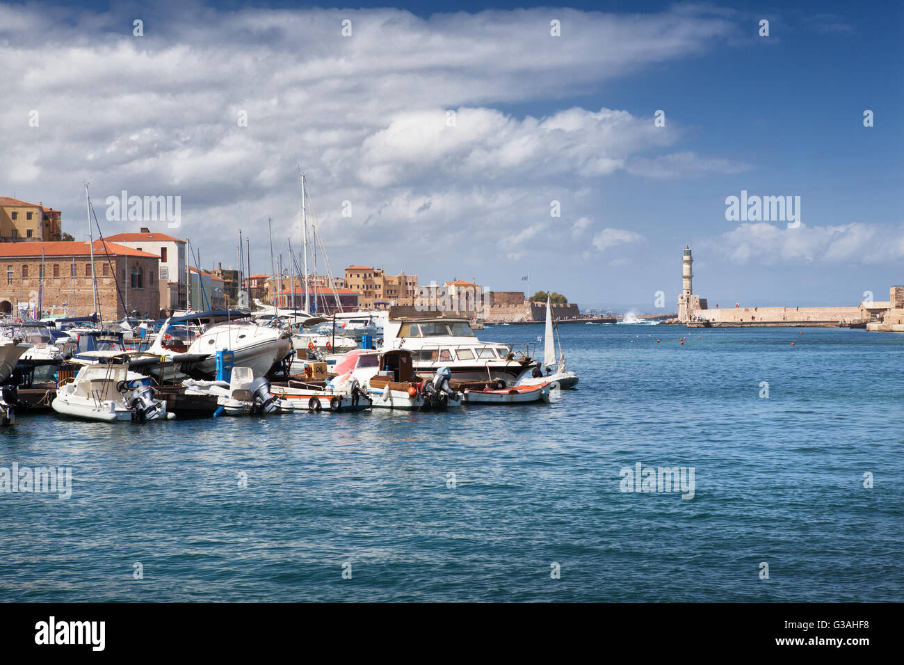 Chania harbour in Crete Island, Greece Stock Photo - Alamy