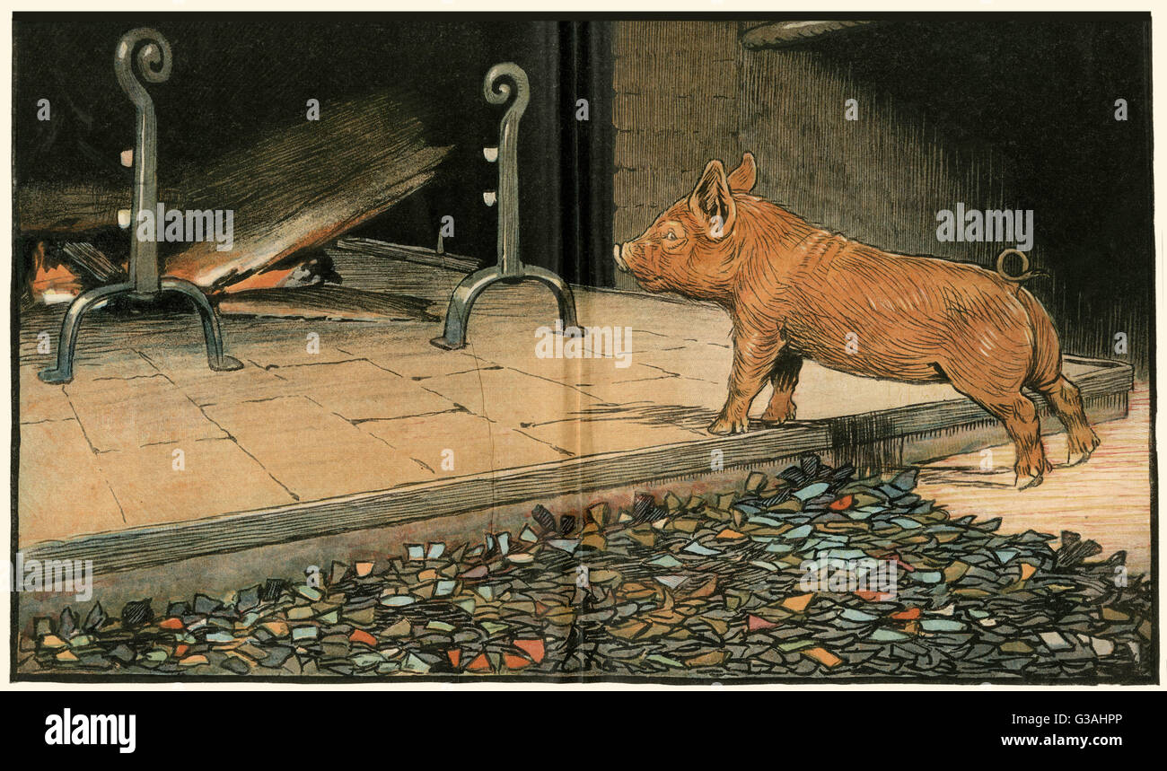 Hungry Peter as a piglet approaches a fireplace Stock Photo - Alamy