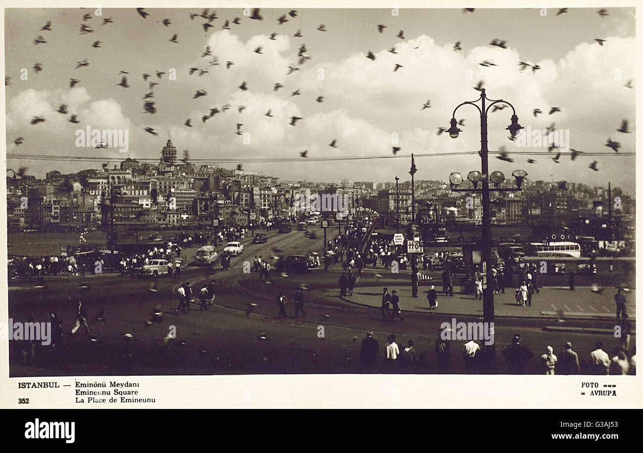 Eminonu Square - Southern end of Galata Bridge, Istanbul Stock Photo ...