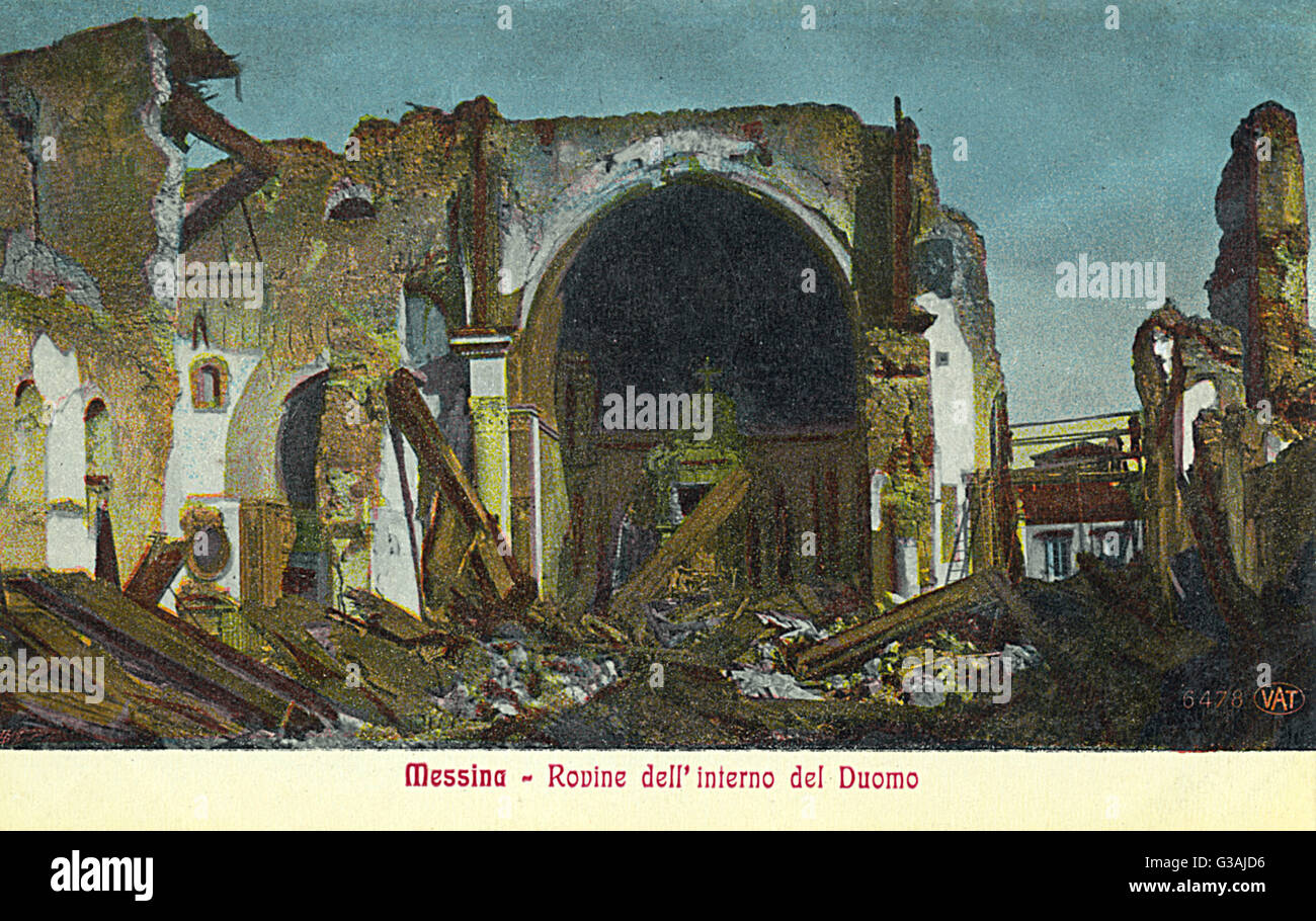 Aftermath of Earthquake and Fire at Messina, Sicily, Italy Stock Photo ...