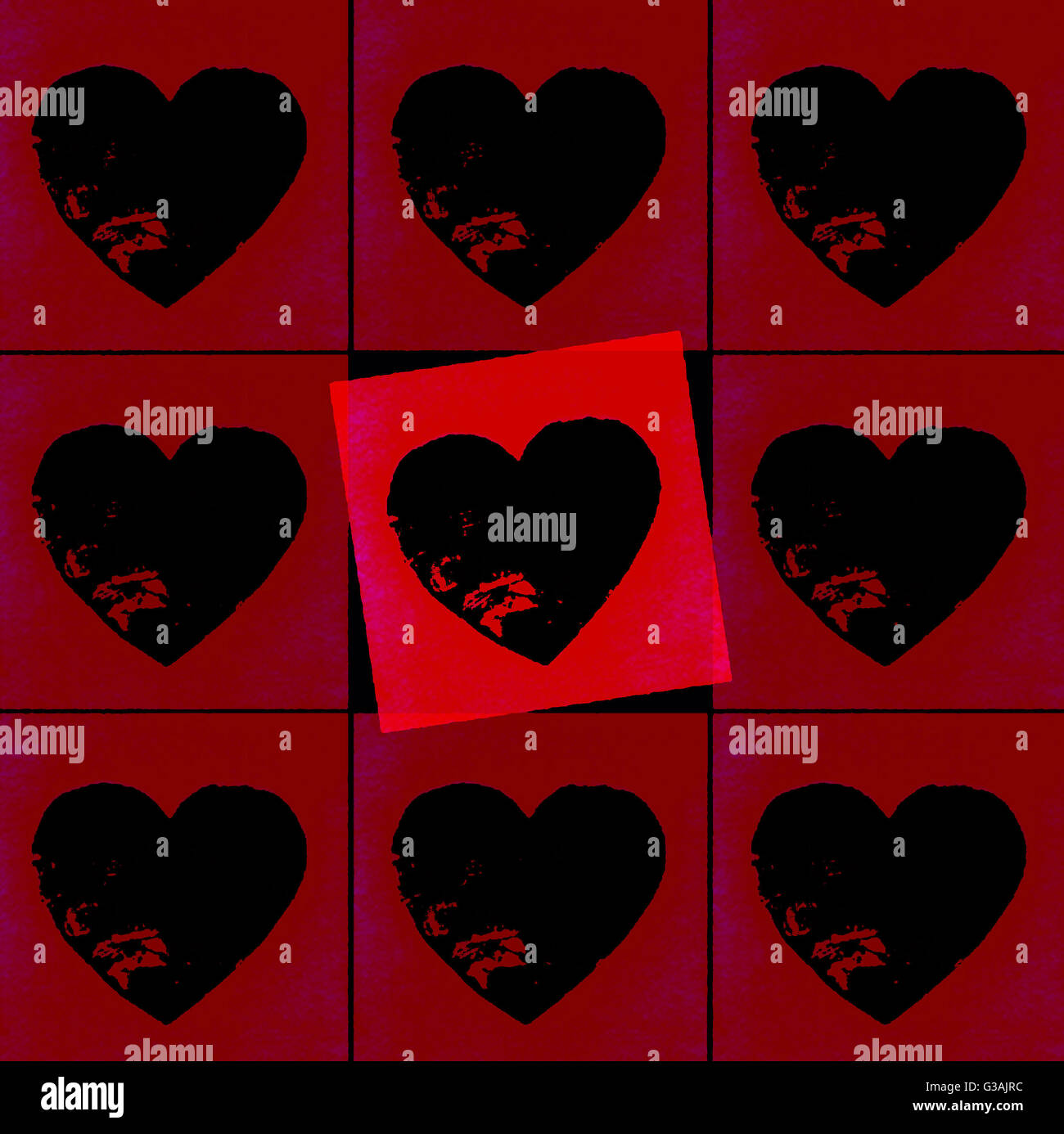 Red square valentine hearts Stock Photo - Alamy