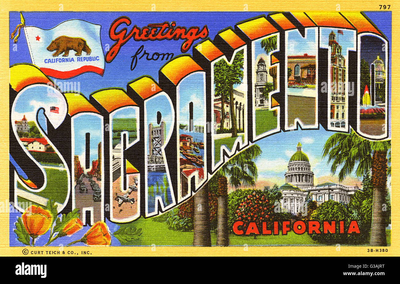 Large Letter Card - Greetings from Sacramento, California Stock Photo ...
