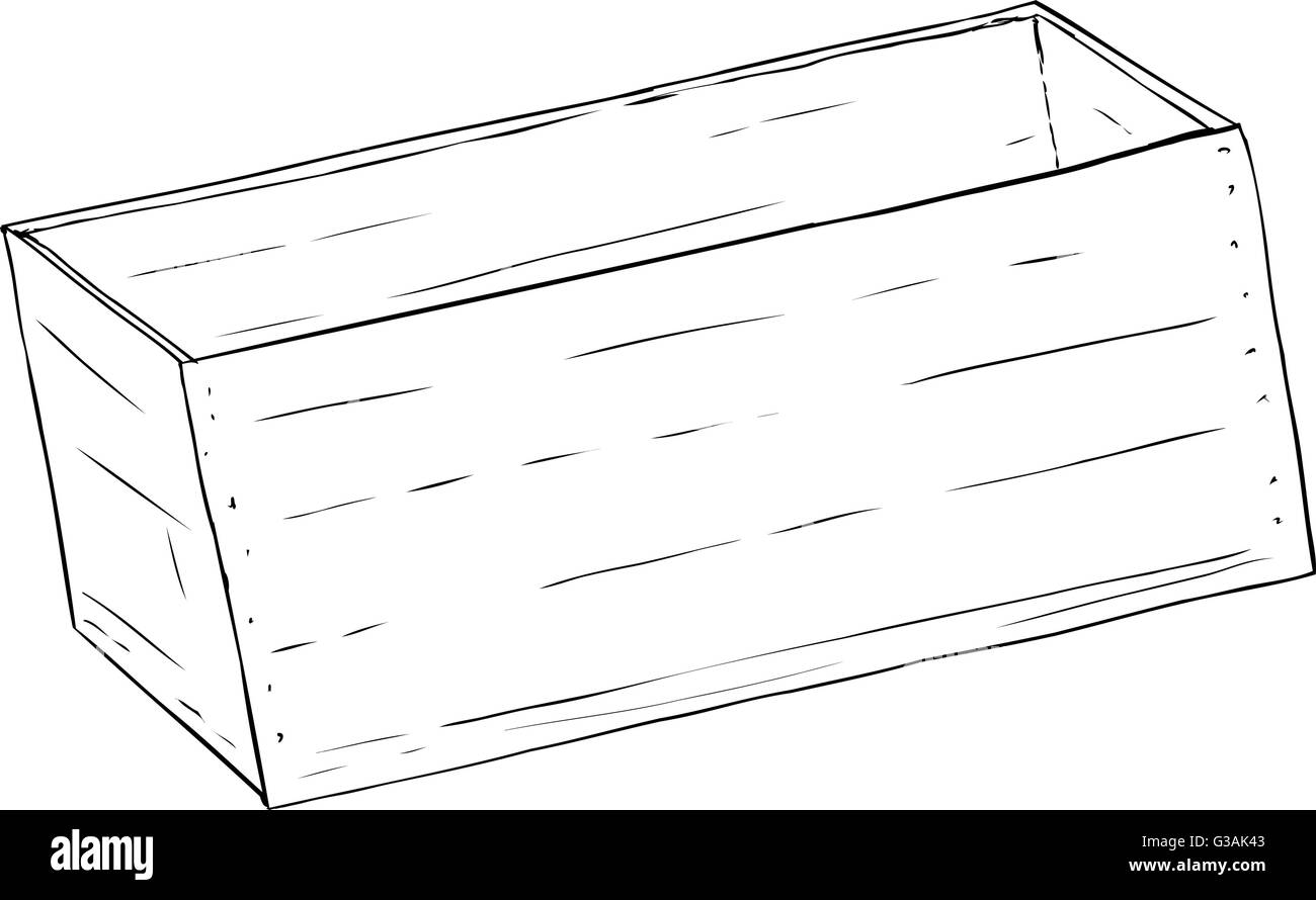 Hand drawn illustration outline of single wooden empty crate Stock ...