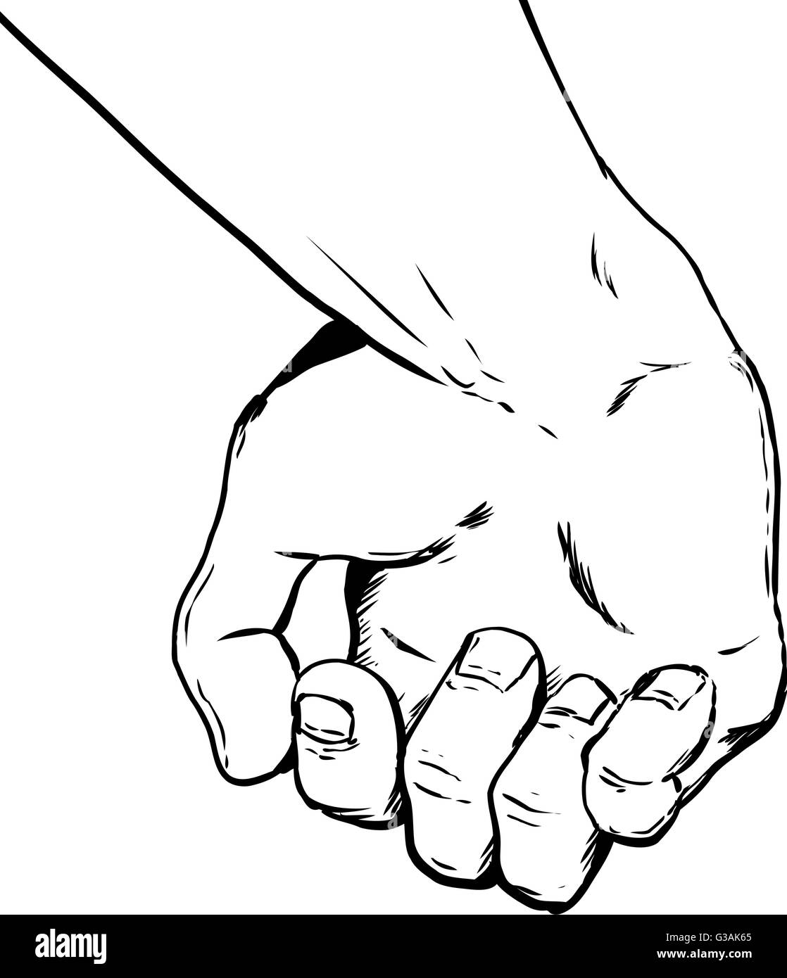 Outline illustration of inside of partially open empty hand holding ...