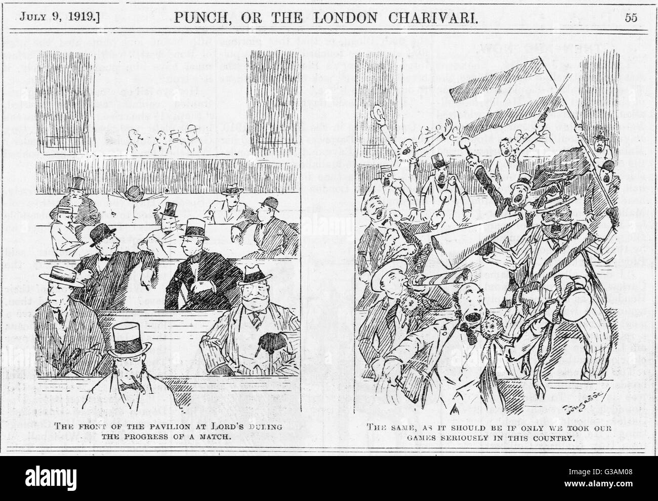 Cartoon, England at its cricket matches Stock Photo - Alamy