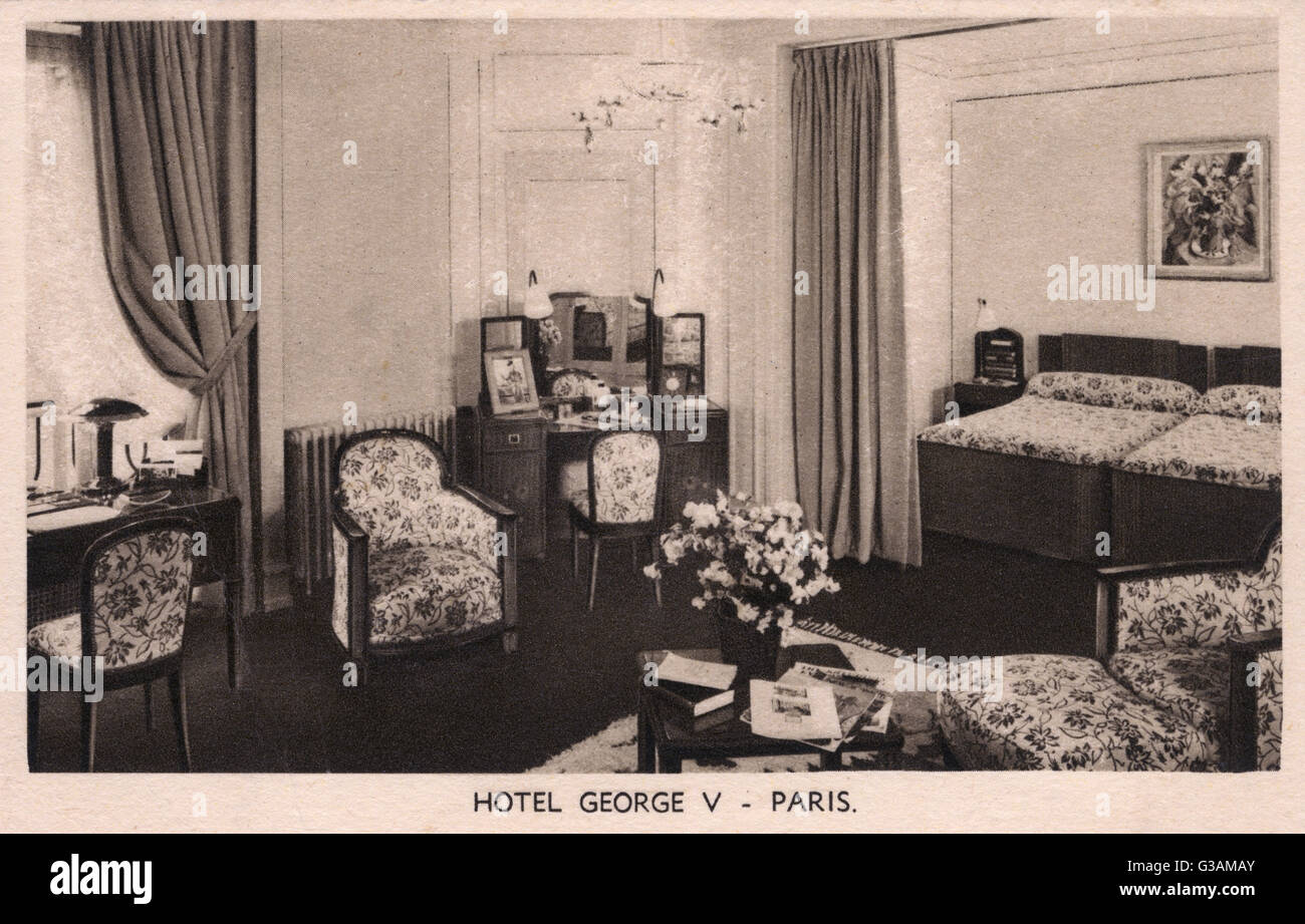 France - Paris - Interior of the Hotel George V Date: circa late 1930s ...