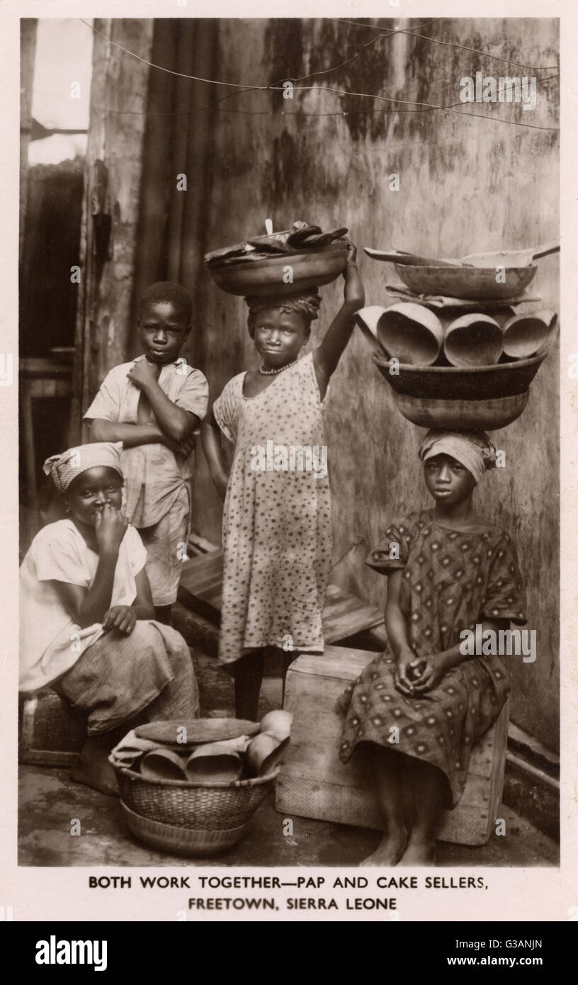 Pap and cake sellers, Freetown, Sierra Leone, Africa Stock Photo - Alamy