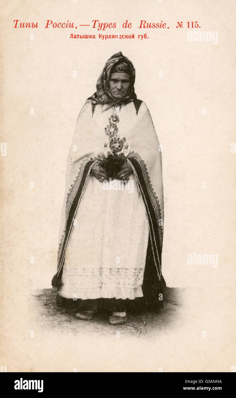 Old Woman in traditional costume - Latvian Courland Province Stock ...