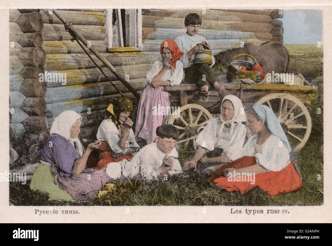 Russian villagers having lunch Stock Photo - Alamy