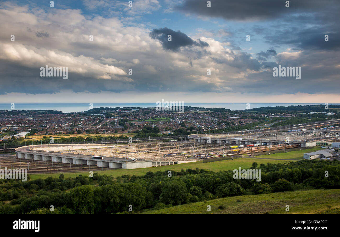Beautiful view of the Eurotunnel terminal at Folkestone, England Stock ...