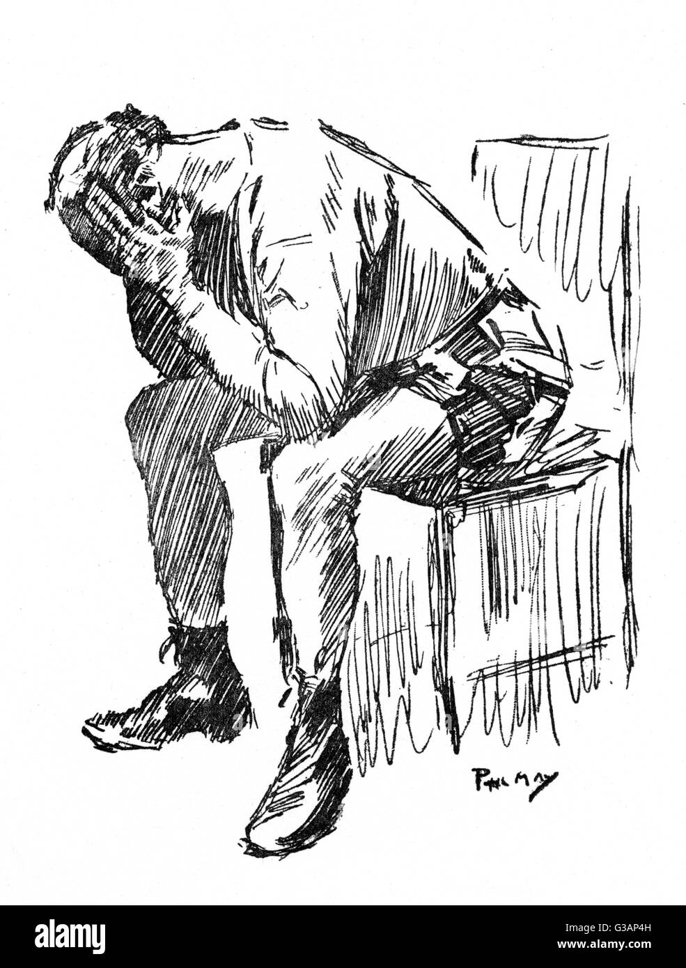 Despairing man with his head in his hands Stock Photo - Alamy