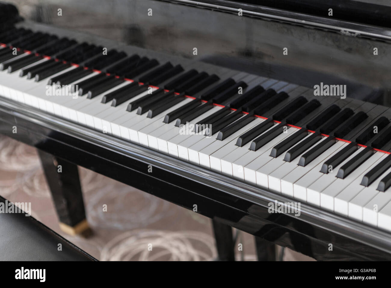 Beautiful picture of a black piano and white keys Stock Photo - Alamy
