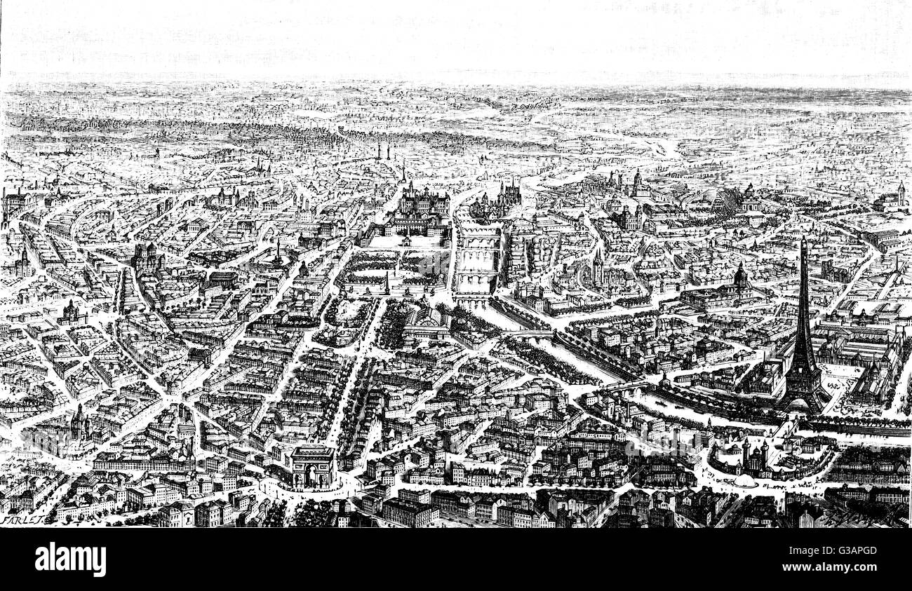 Paris, France - Bird's eye view Stock Photo - Alamy