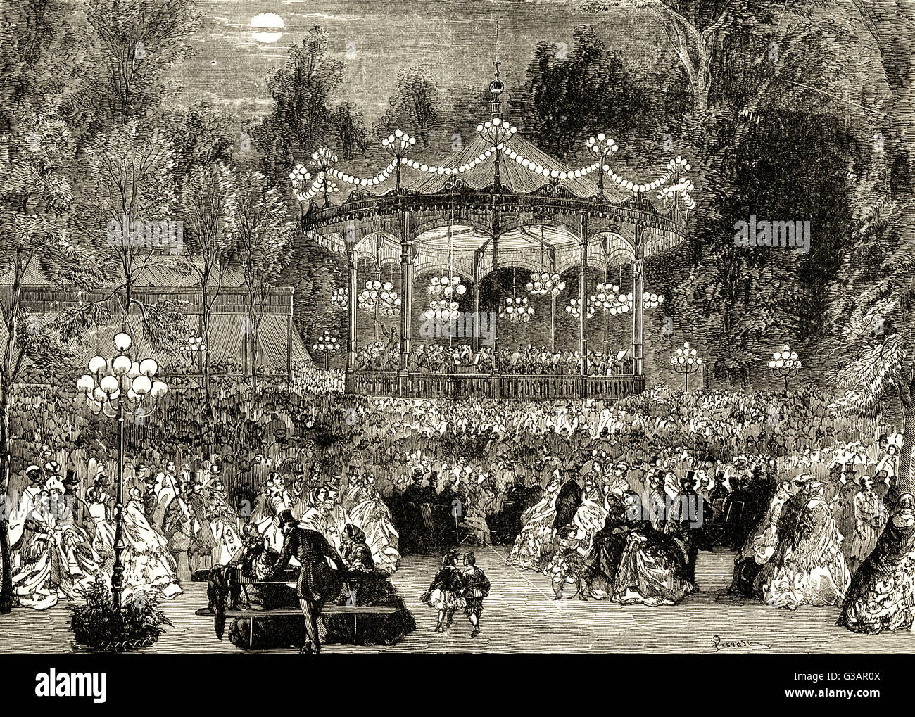 Paris, France - Champs-Elysees - open-air concert Stock Photo - Alamy