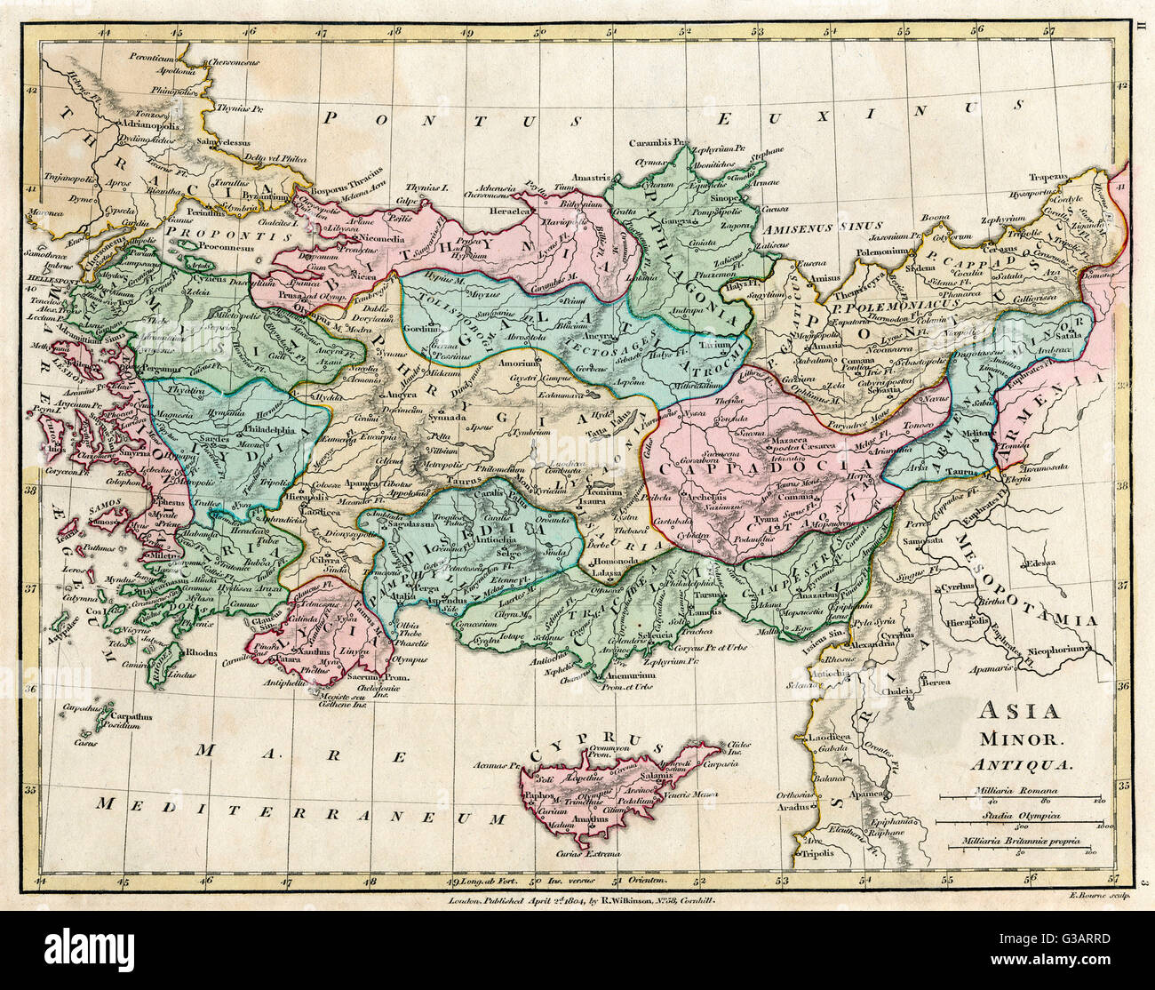 Map of Asia Minor (Turkey Stock Photo - Alamy