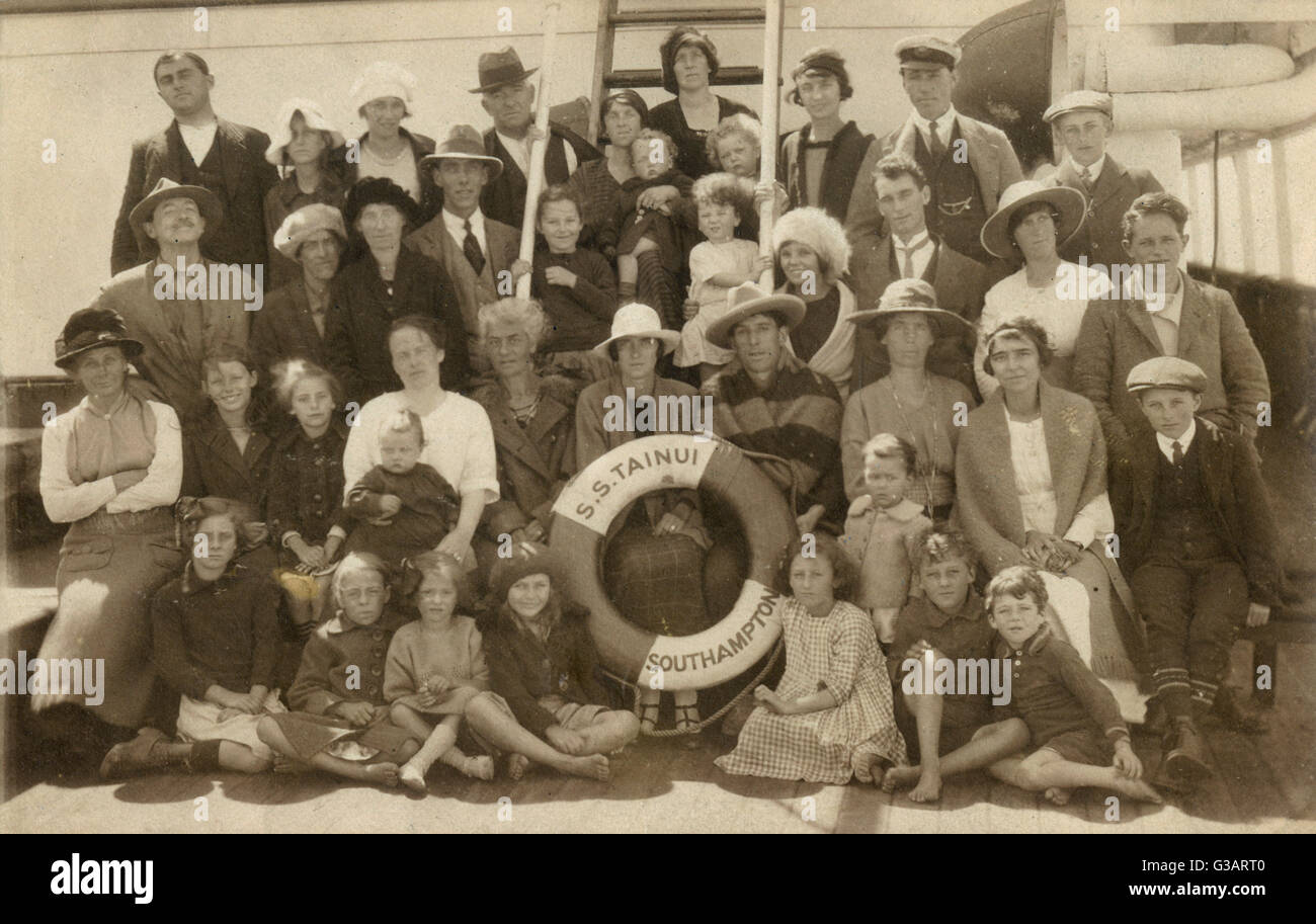 Passengers on board the SS Tainui of Southampton, sailing for New ...