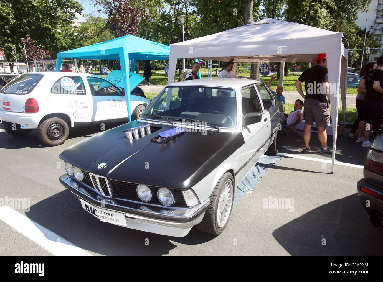 Parked old redesigned BMW waiting for beginning of race at Fast and ...