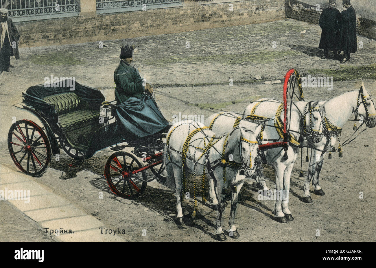 Russia man riding a troika horse wagon antique ethnic albumen photo ...