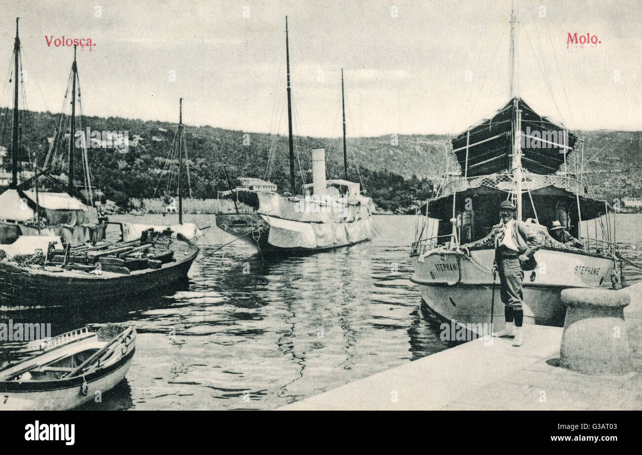 Boats on the water at Volosco, Croatia Stock Photo - Alamy