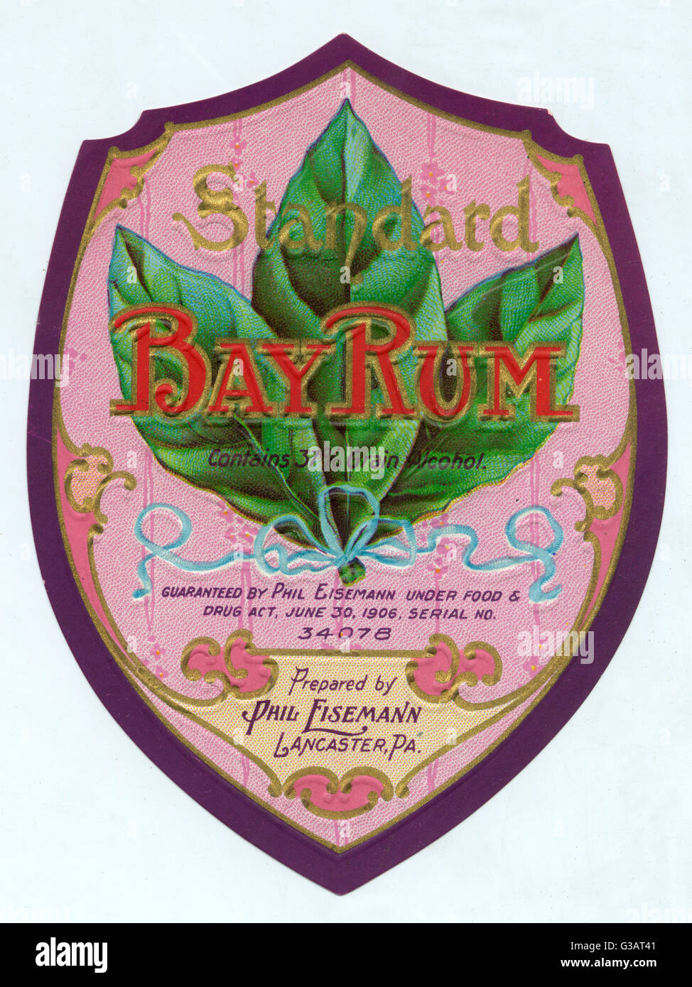 Label design, Standard Bay Rum Stock Photo - Alamy