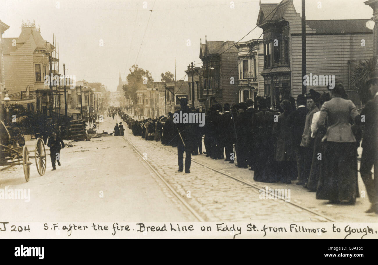 Queue for bread, Eddy Street, San Francisco, California, USA Stock ...