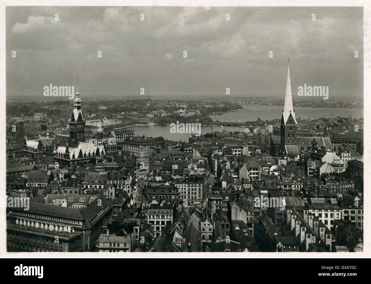 General view of Hamburg, Germany. Date: 1930s Stock Photo - Alamy