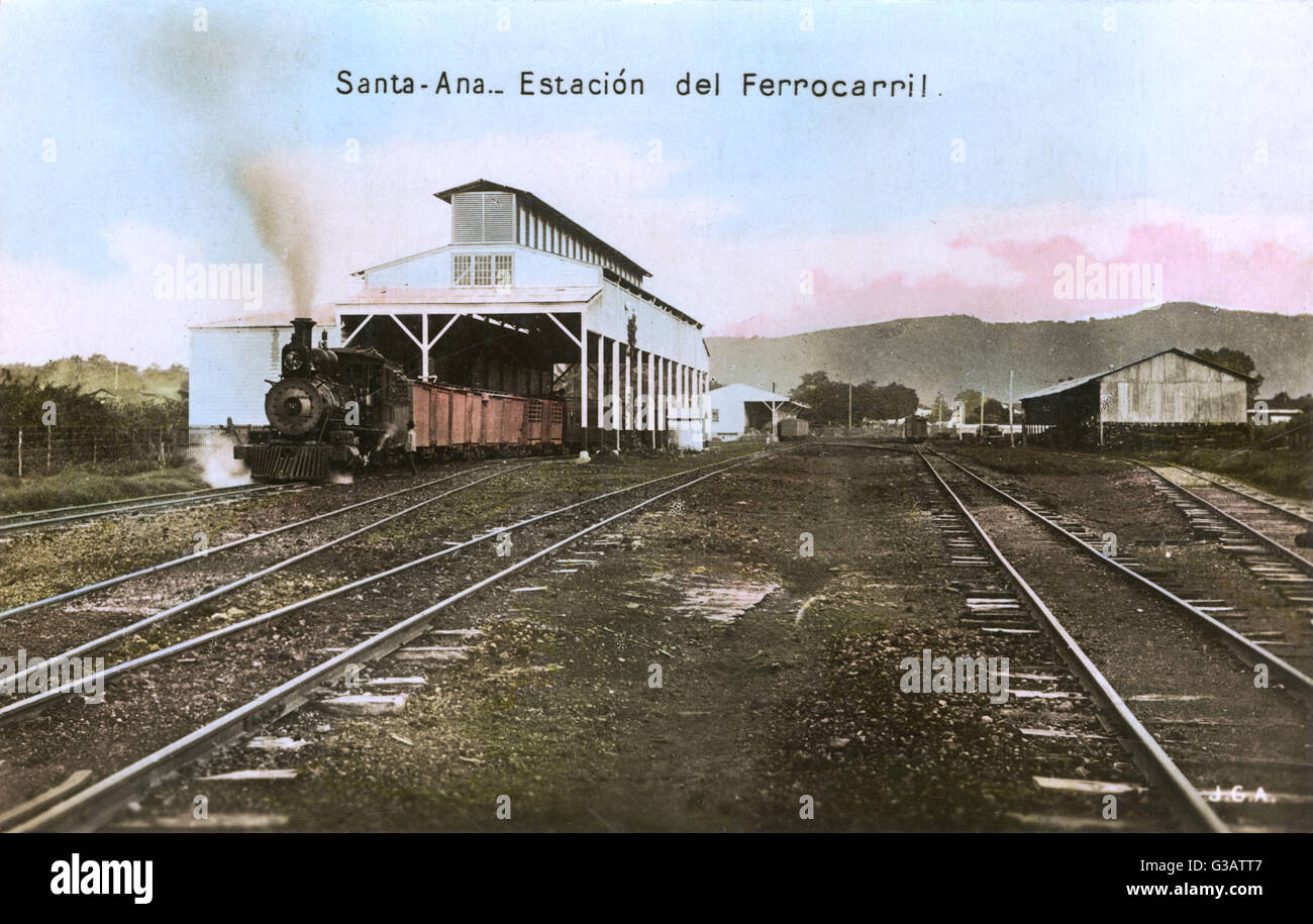 El Salvador - Santa Ana - Railway Station and Train yard Stock Photo ...