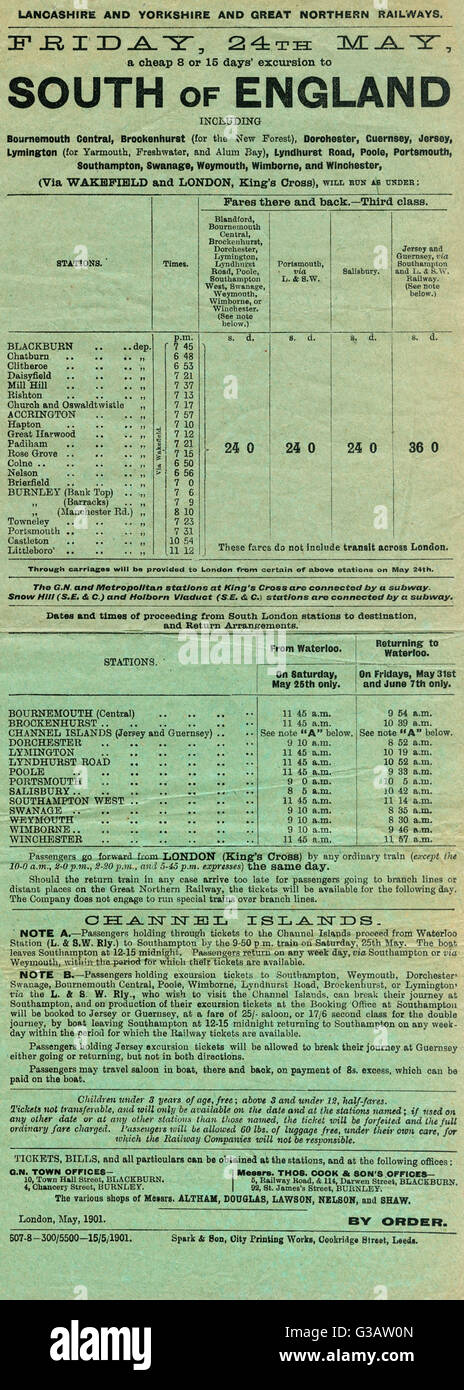 South of England excursion flyer and timetable Stock Photo - Alamy