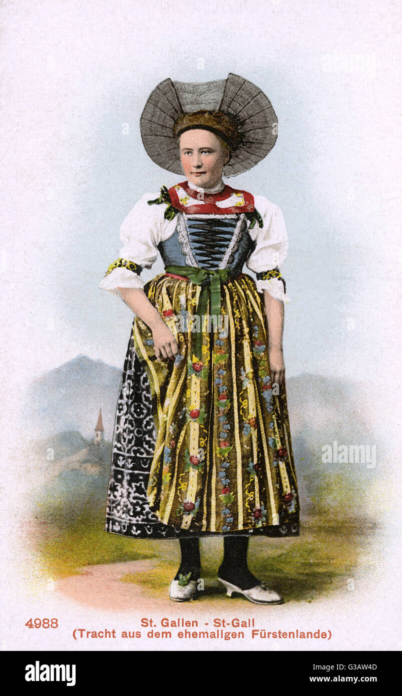 Traditional Swiss Costume - Woman from St Gallen Stock Photo - Alamy