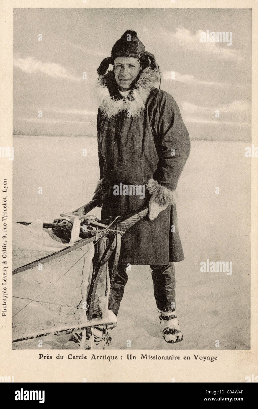 Travelling Christian Missionary and his sled - Alaska, USA Stock Photo ...