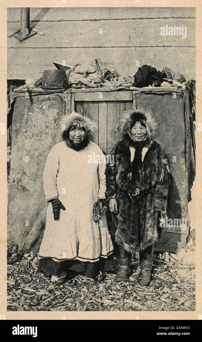 'Age and Smile' - Two happy elderly Eskimos of Polar region Stock Photo ...
