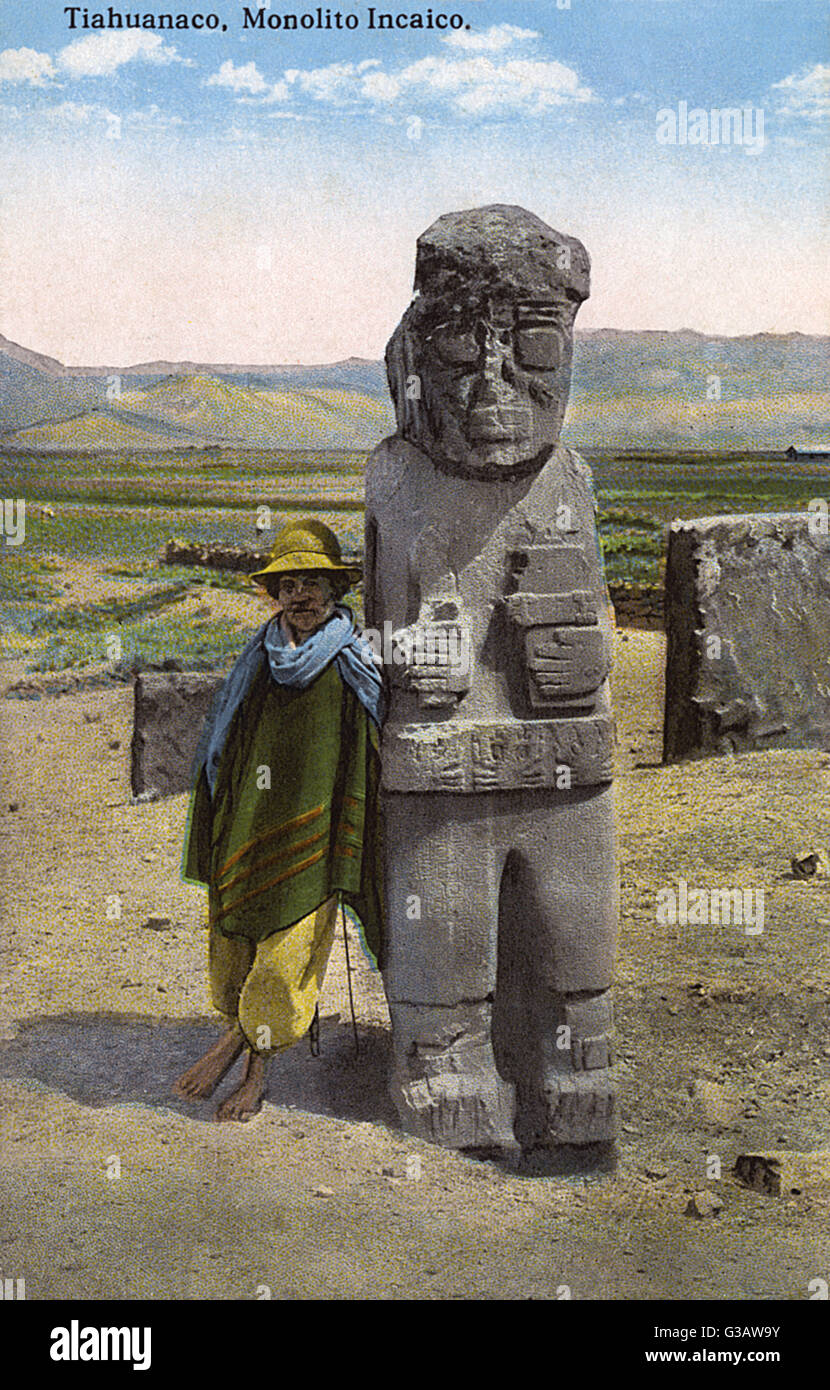 Bolivia, South America - Stone statue at Tiwanaku Stock Photo - Alamy