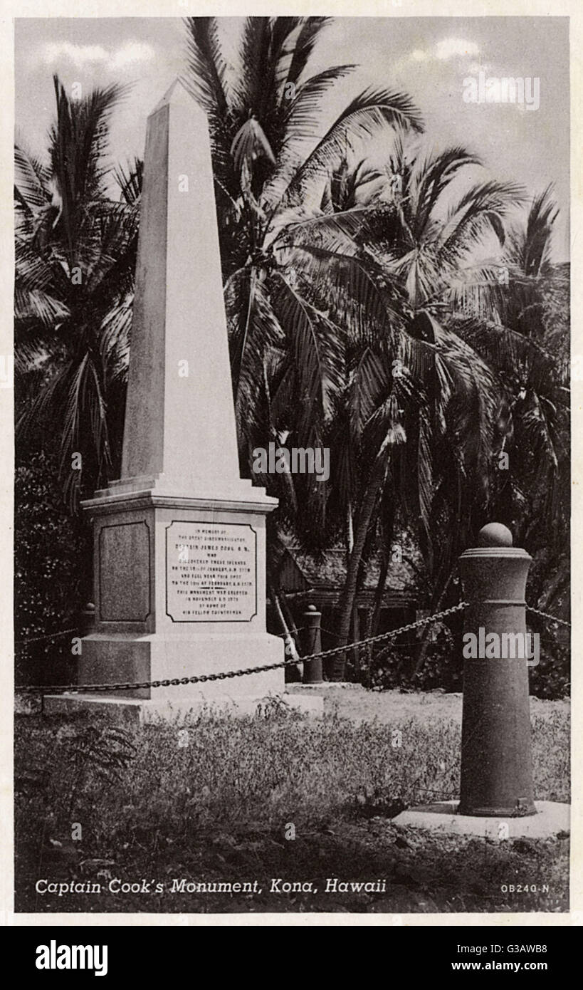 White Monument - site of death Captian James Cook - Hawaii Stock Photo ...