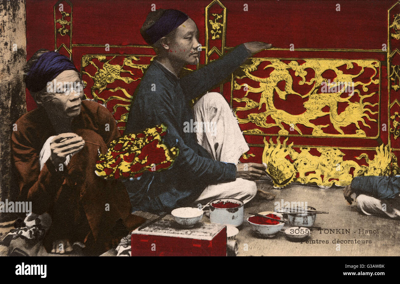 Tonkin region - Vietnam - Traditional painters & decorators Stock Photo ...